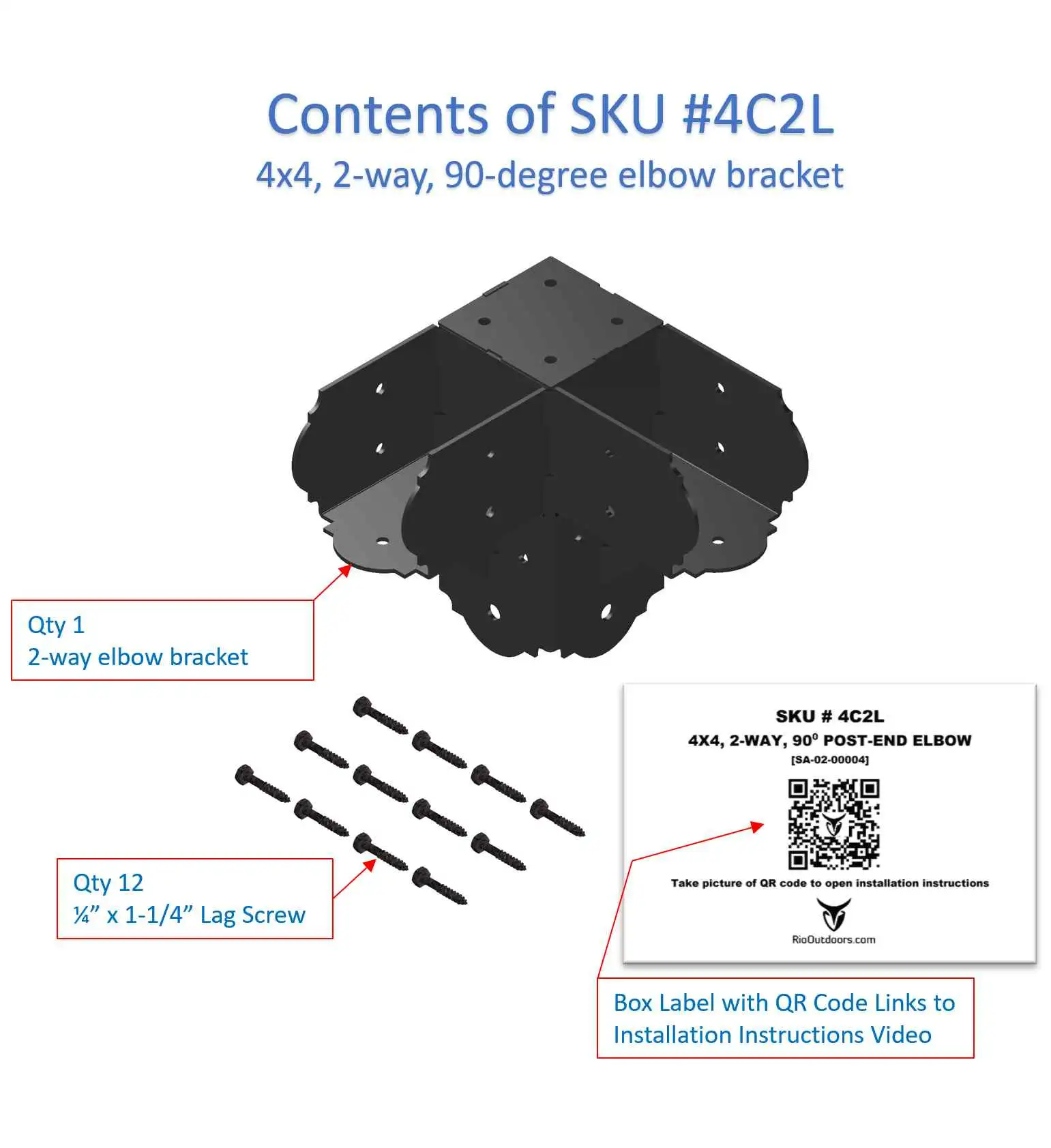 Elbow Bracket DIY 4x4 2-way 90 deg Elbow Bracket - RioOutdoors.com