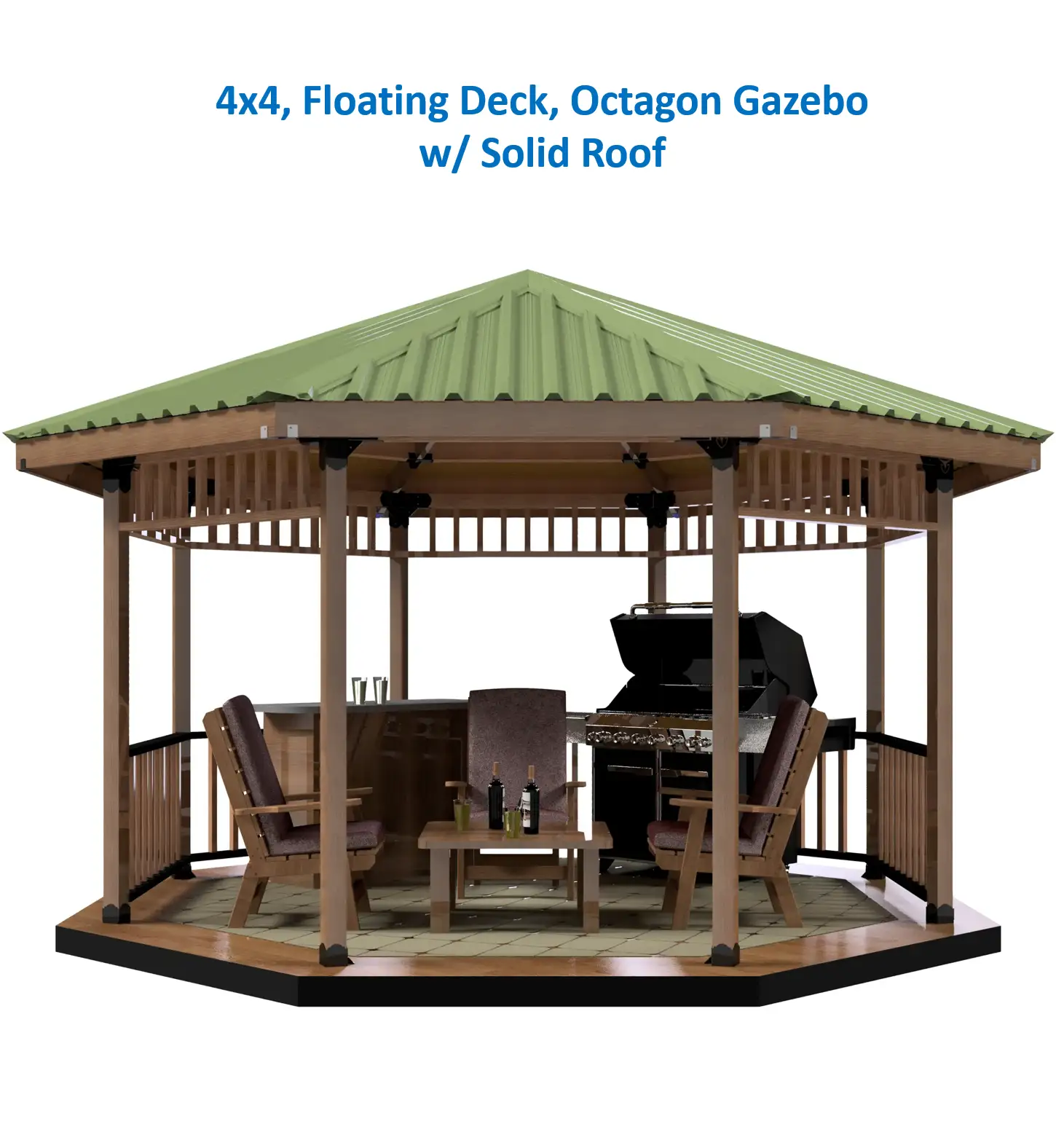 4x4, Floating Deck, Full Octagon Gazebo Brackets Kit - RioOutdoors.com