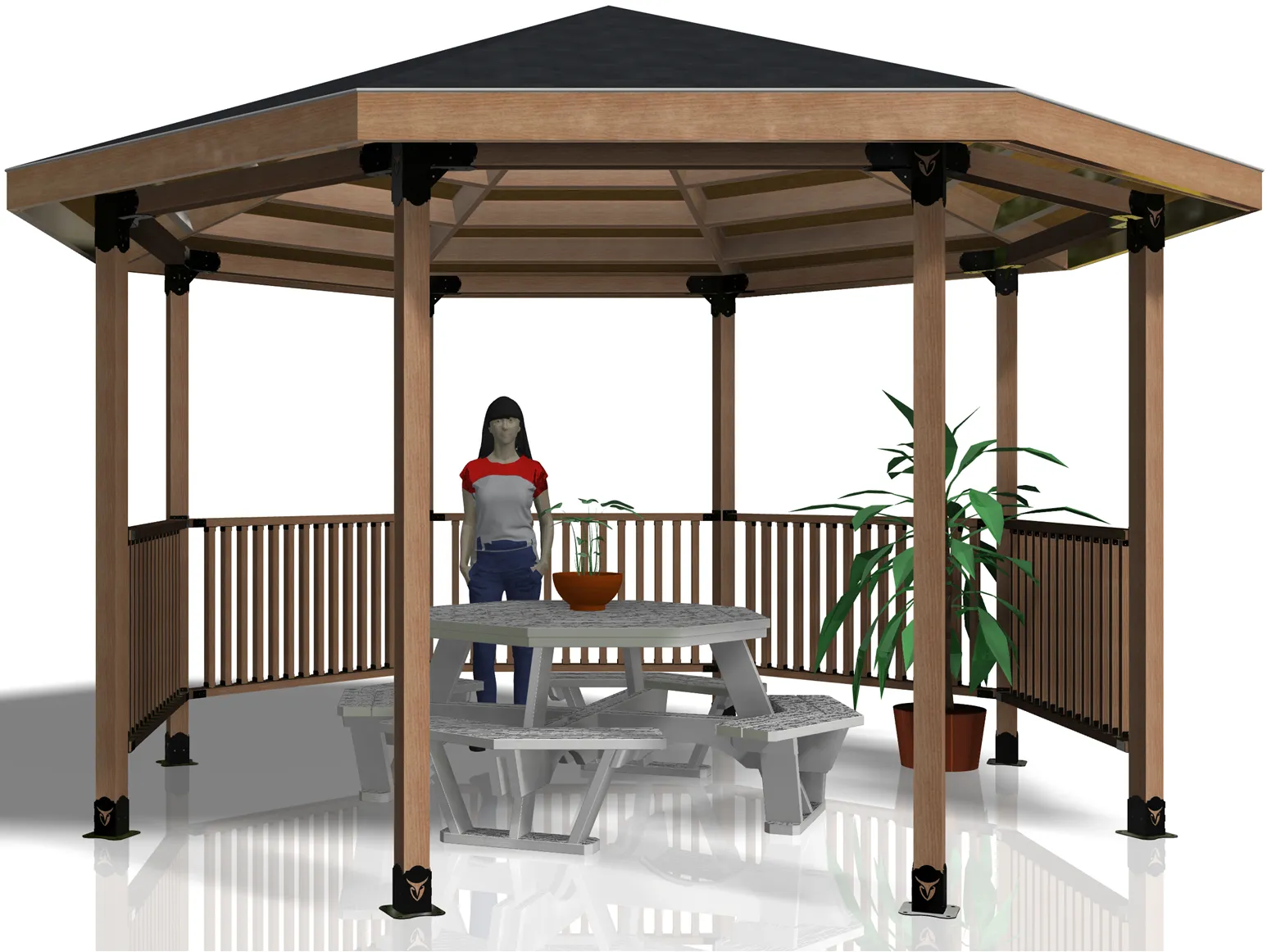 Full Octagon Solid Roof Brackets Kit - RioOutdoors.com