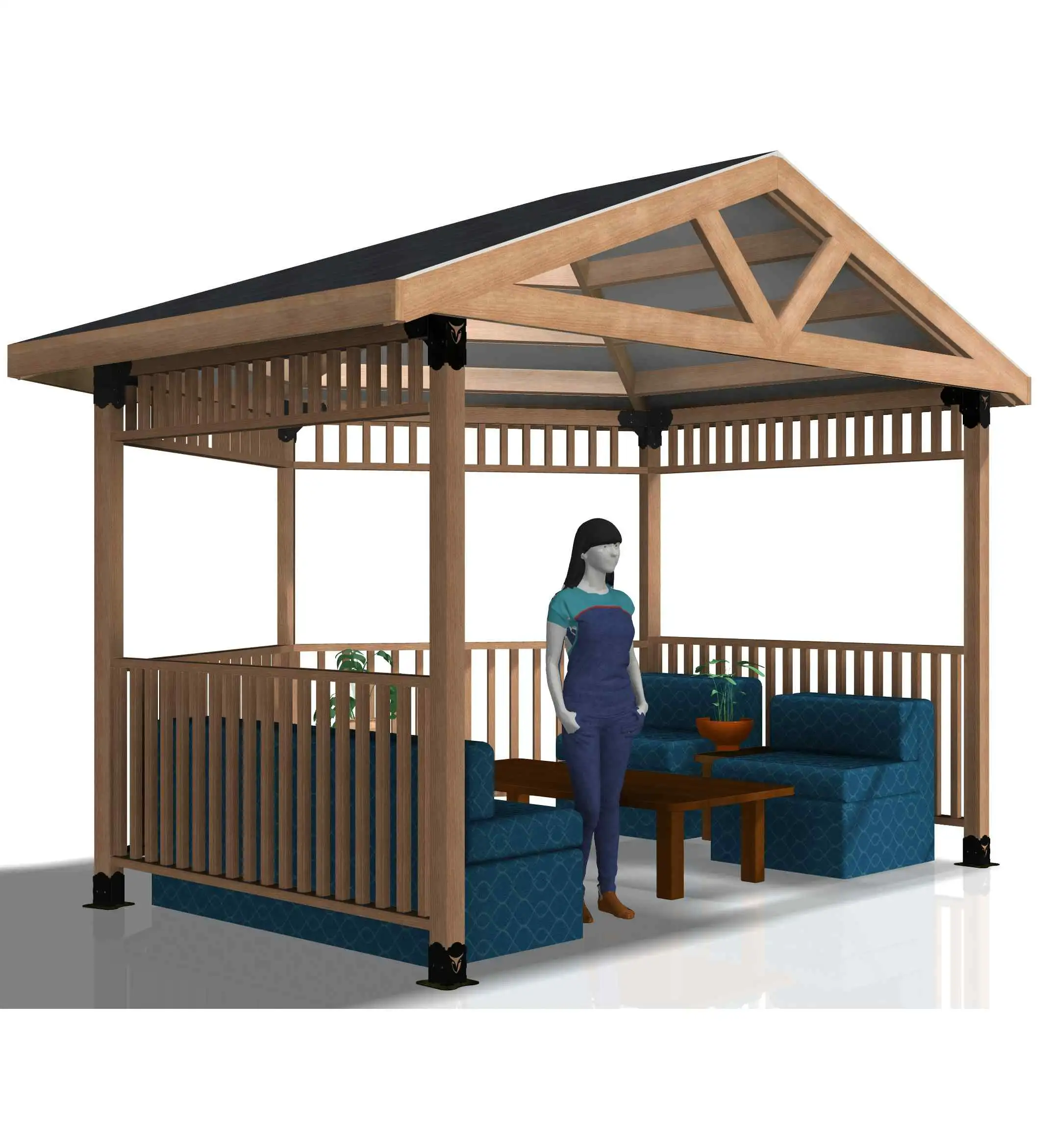 4x4, Surface Mounted, Partial Hexagon Gazebo - RioOutdoors.com