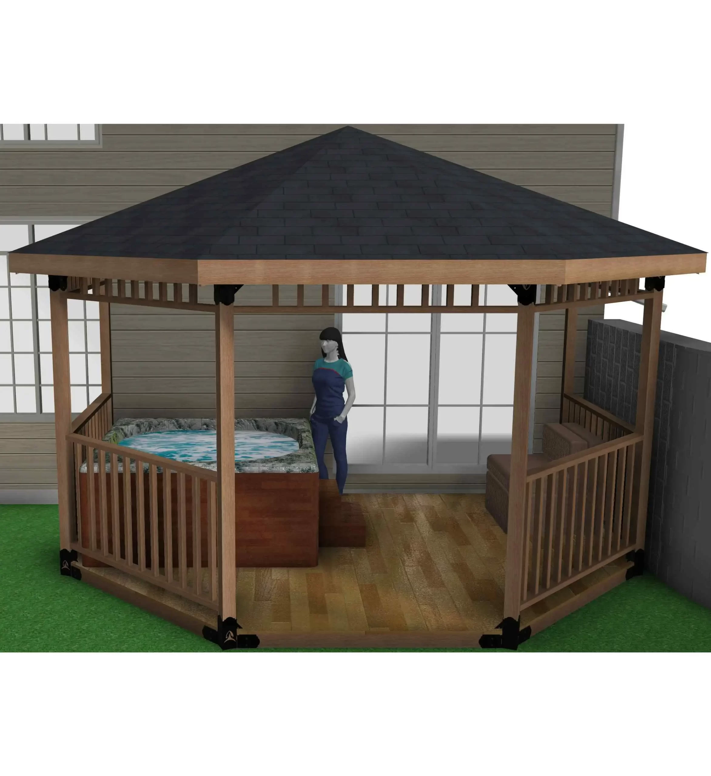 4x4, Floating Deck, Wall Attached, Partial Octagon Gazebo Brackets Kit ...