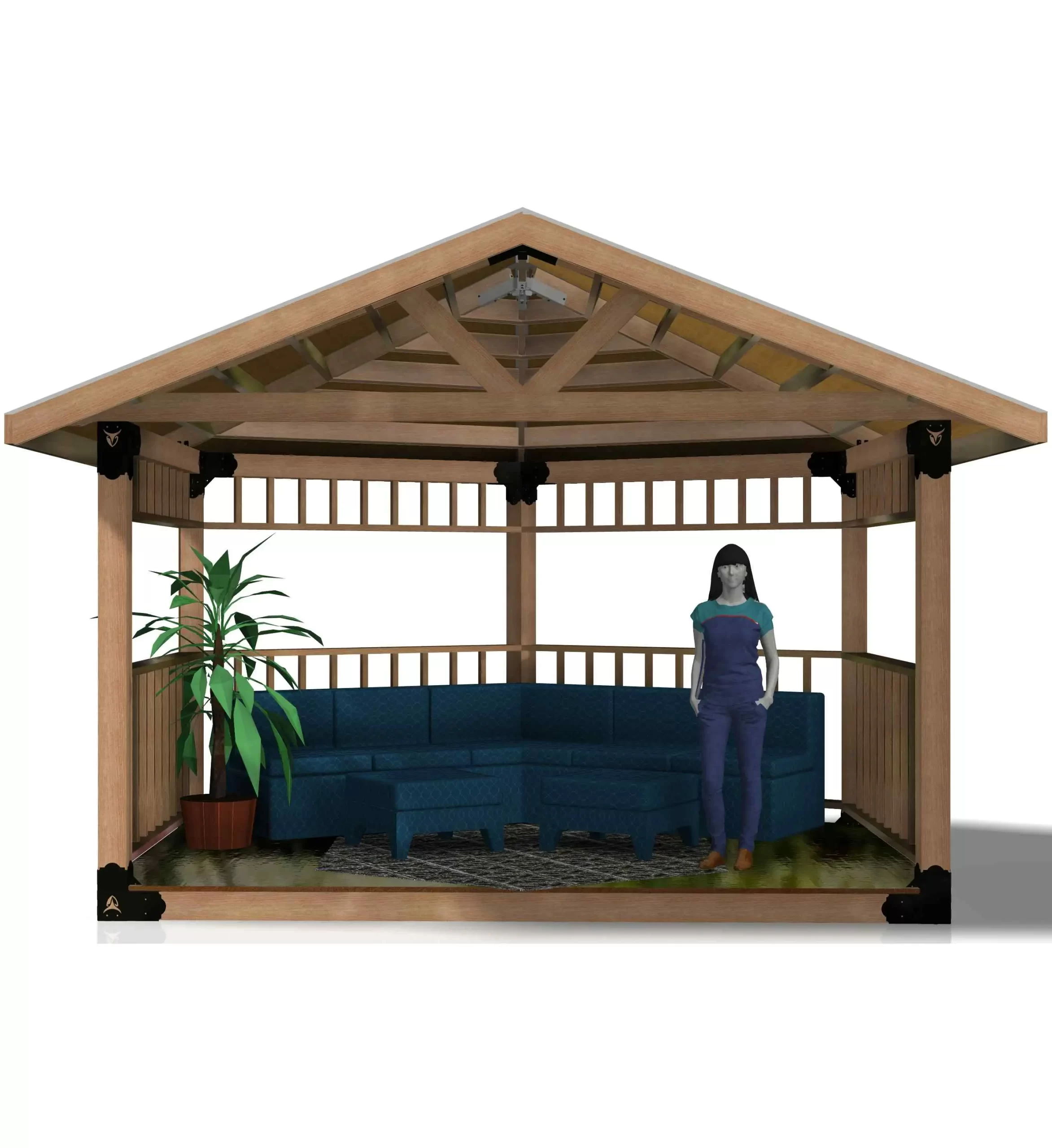 6x6, Floating Deck, Partial Hexagon Gazebo Brackets Kit - RioOutdoors.com