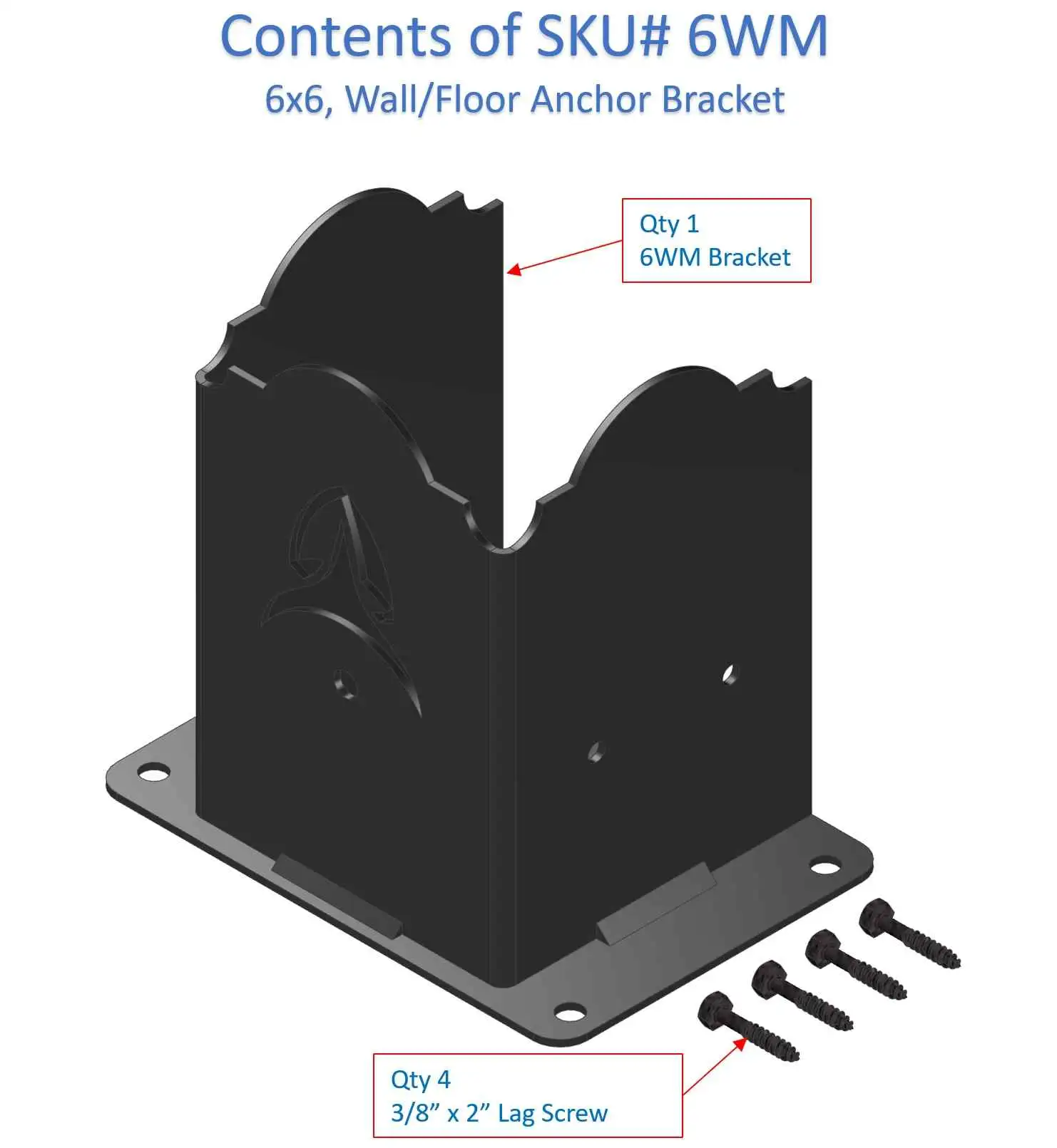6x6, Wall Mount/ Post Wall Hugger Bracket - RioOutdoors.com