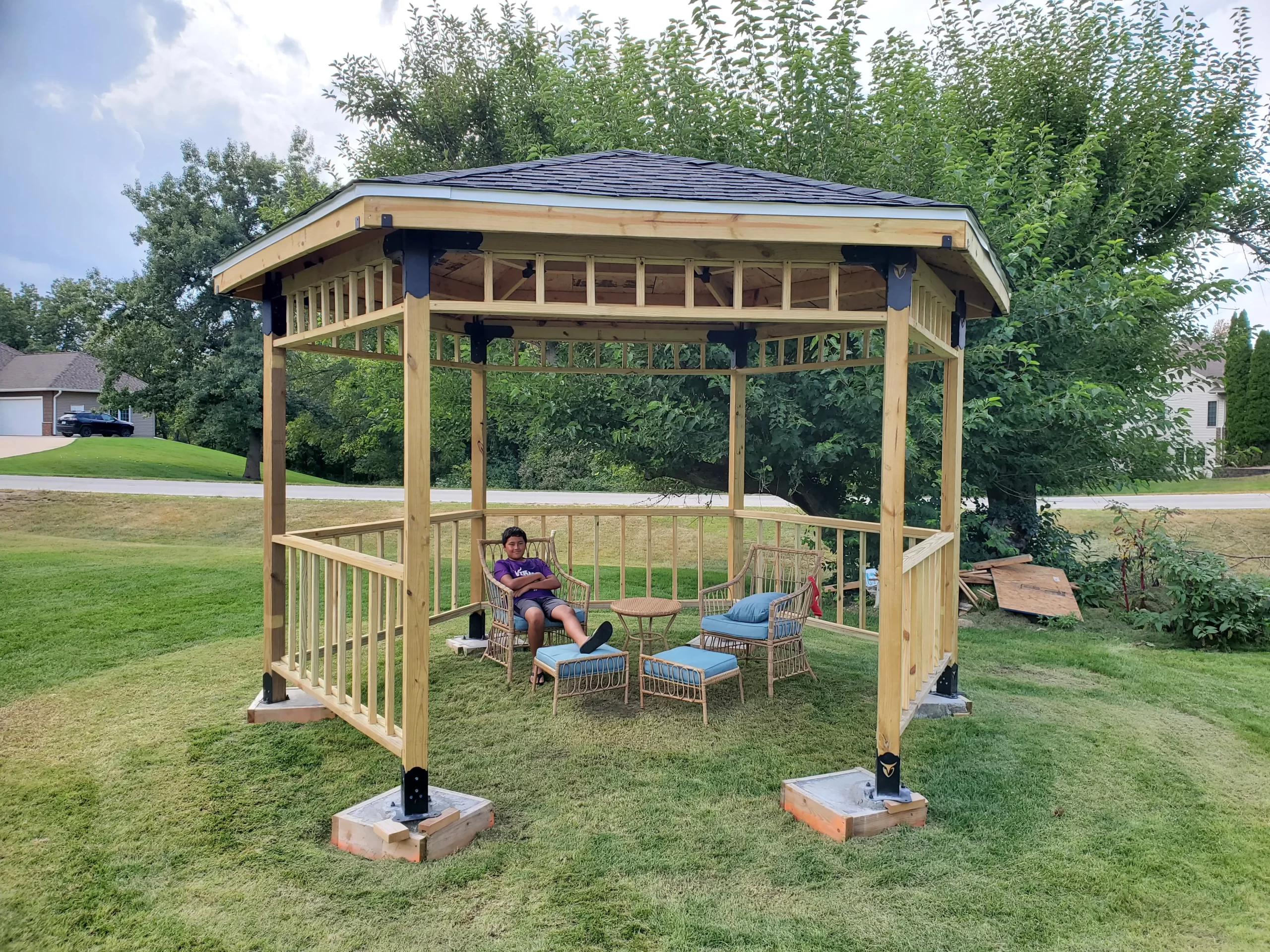 6x6, Floating Deck, Partial Hexagon Gazebo Brackets Kit - RioOutdoors.com