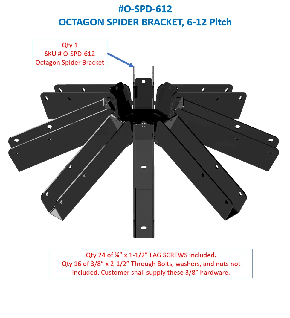 Octagon Spider DIY 6-12 Pitch Heavy Duty Iron Octagon Spider Bracket ...